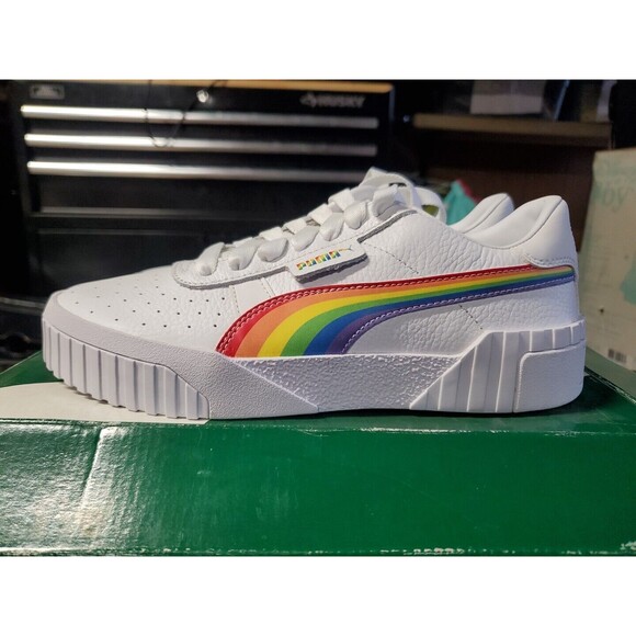Puma | Shoes | Puma Womens Cali Athletic White Rainbow Shoes Size 75 ...